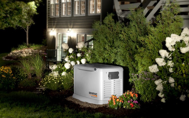 Home Backup Generator. A permanently installed Generac gas generator ...